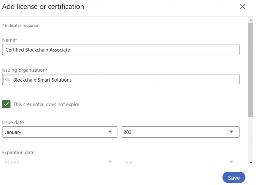 Upload Certificate to LinkedIn